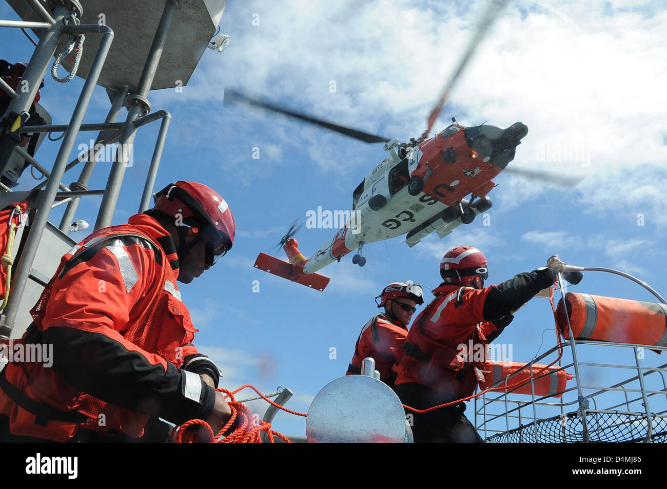 A Coast Guard rescue basket was deployed during a critical rescue ...