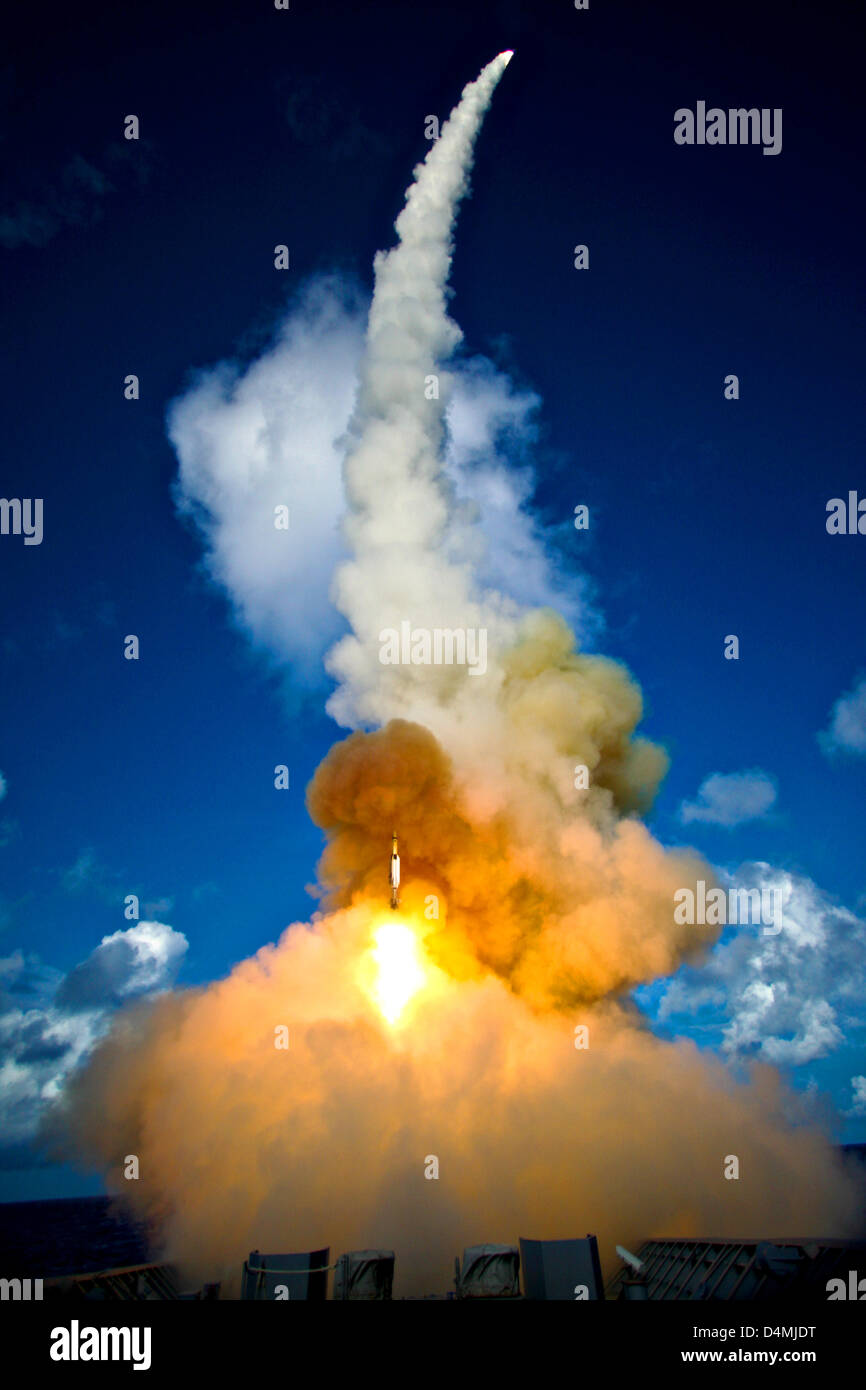 A missile defense interceptor is launched during a flight test June 5 ...