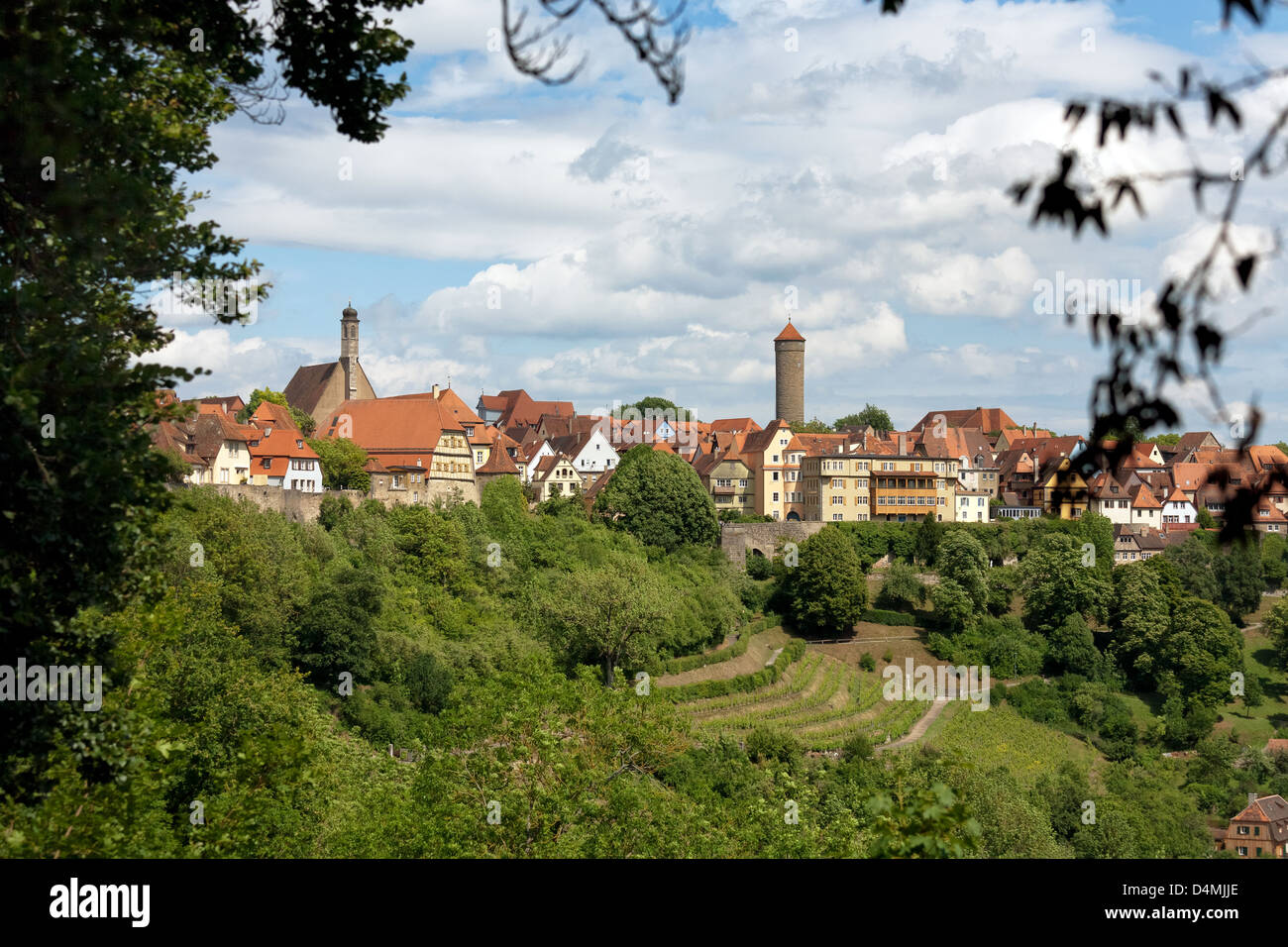 Rothenburg ob der Tauber, Germany, view from the castle garden of the ...