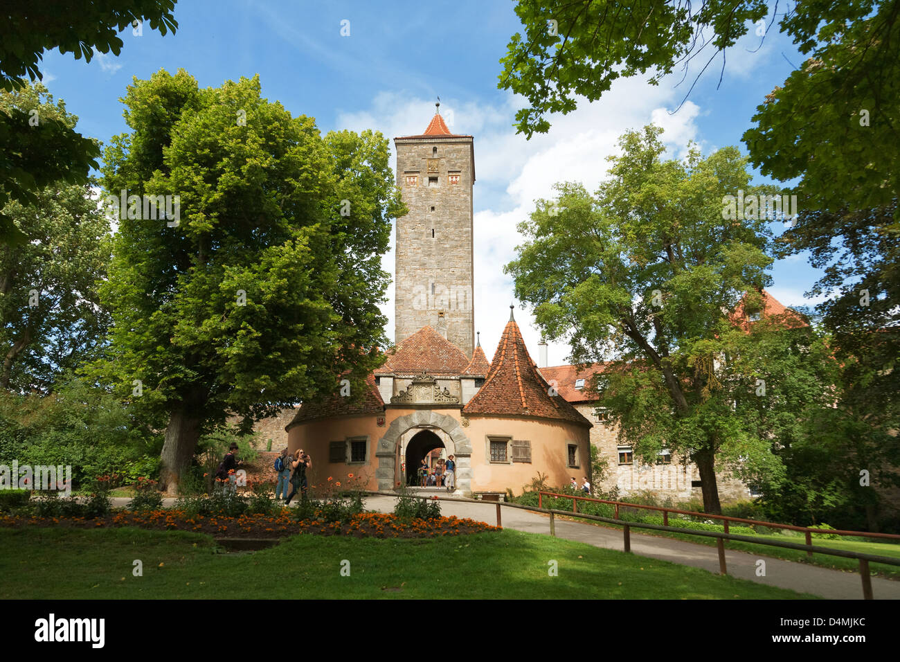 Castle gate and castle garden in rothenburg ob der tauber hi-res stock ...