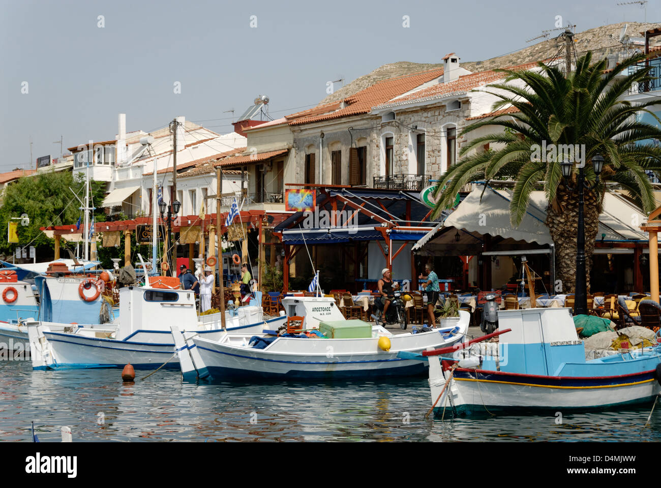 Samos. Greece. The Pythagoreio waterfront bursting with restaurants ...