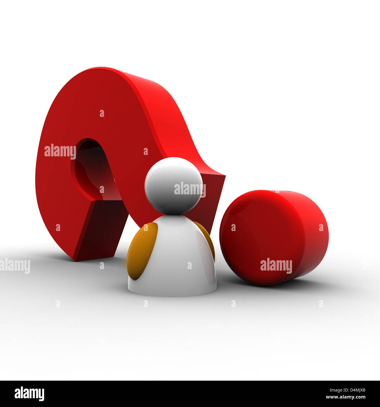 3d man with red question mark over white background Stock Photo - Alamy