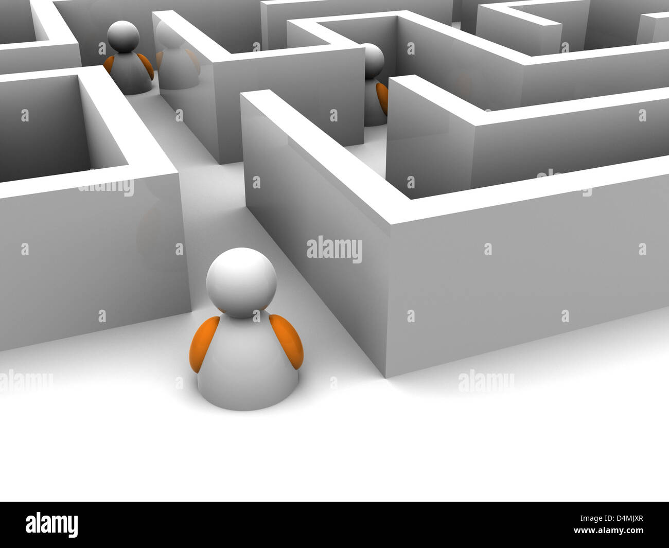 Labyrinth and man, 3D images Stock Photo - Alamy