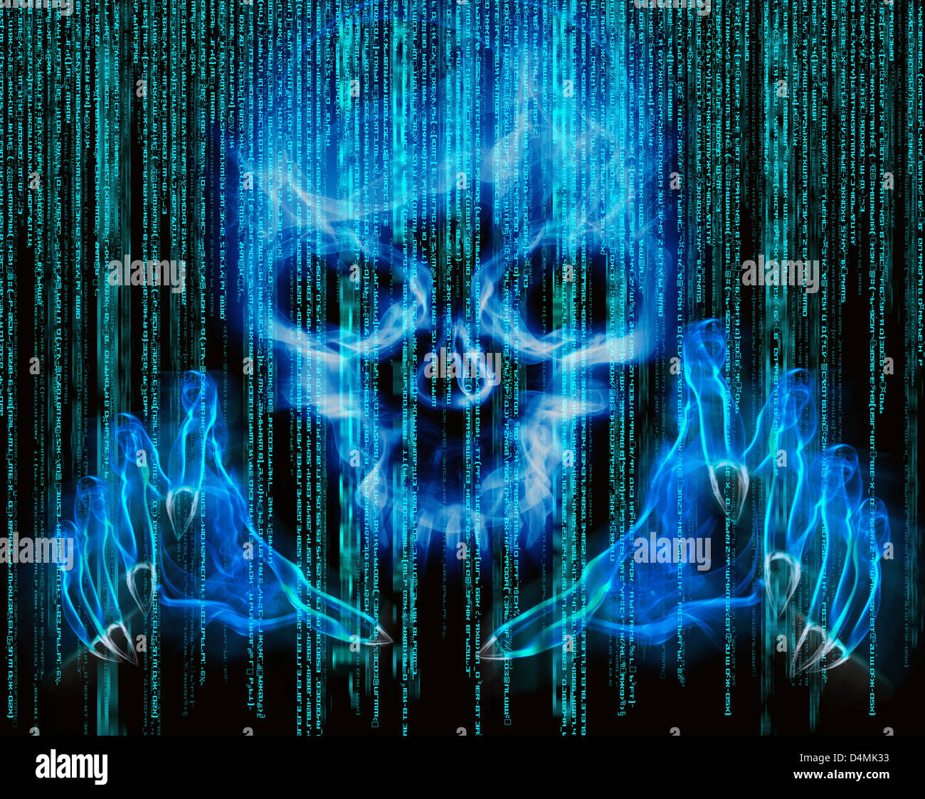 hacker attack concept blue illustration Stock Photo - Alamy