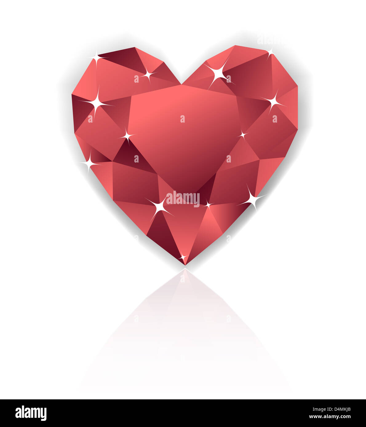 Shiny red heart diamond with reflection Stock Photo - Alamy