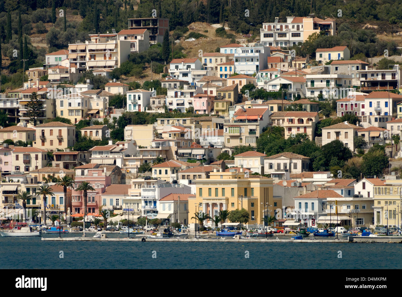 Samos. Greece. Waterfront adorned with neo-classical buildings of Vathy ...