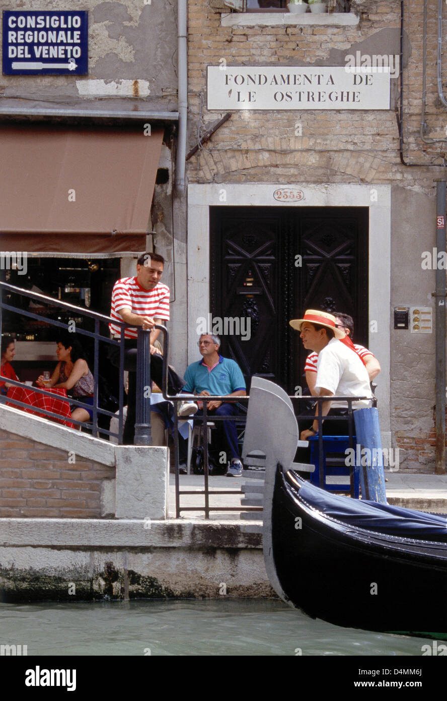 Gondoliers at rest, Venice, Italy Stock Photo - Alamy