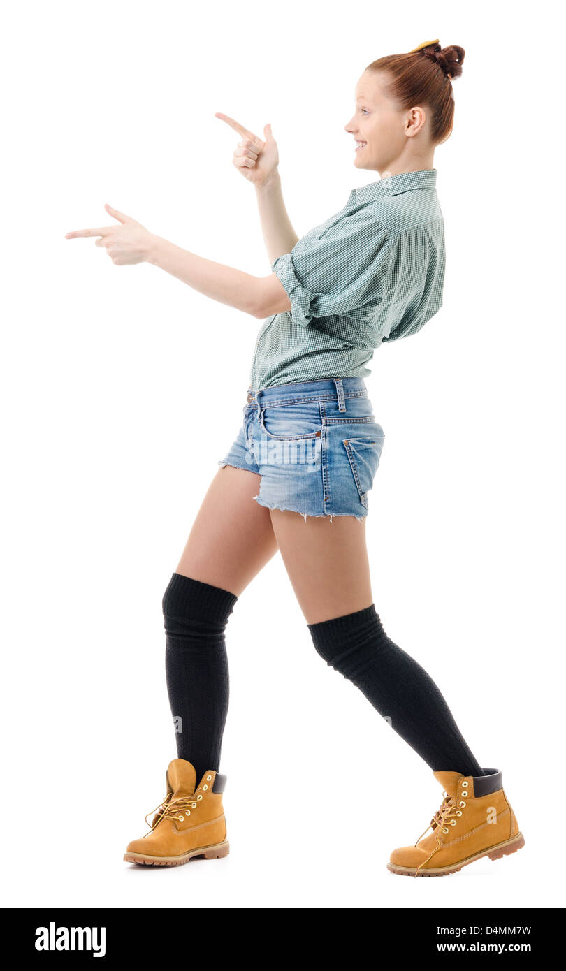 figure of a young woman in a relaxed pose. Isolation on a white ...