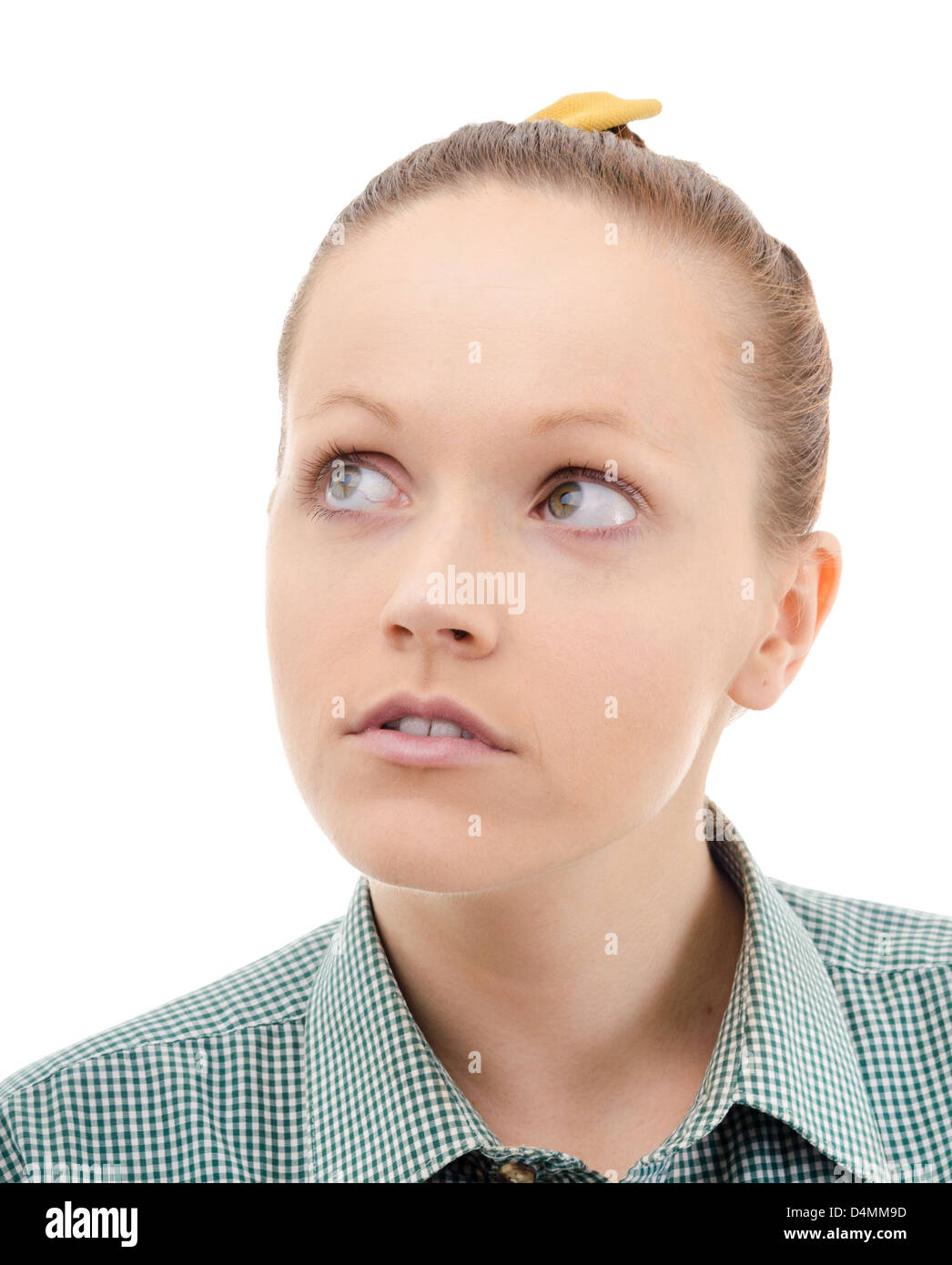 a woman's face with an interested eye toward Stock Photo - Alamy