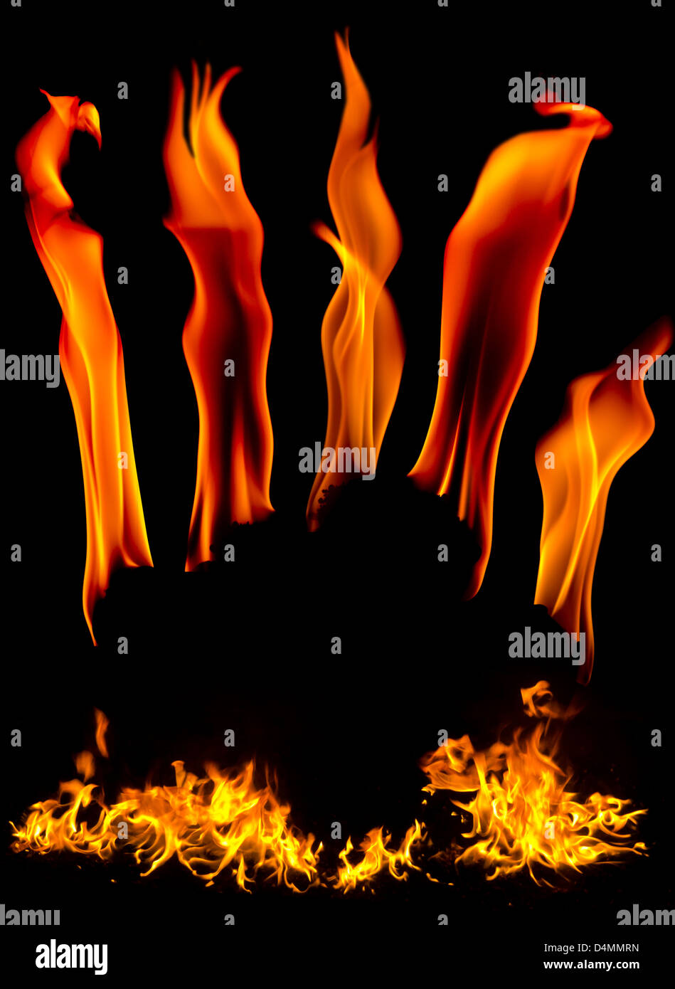 flare flame ( fire ) on a black background Stock Photo - Alamy
