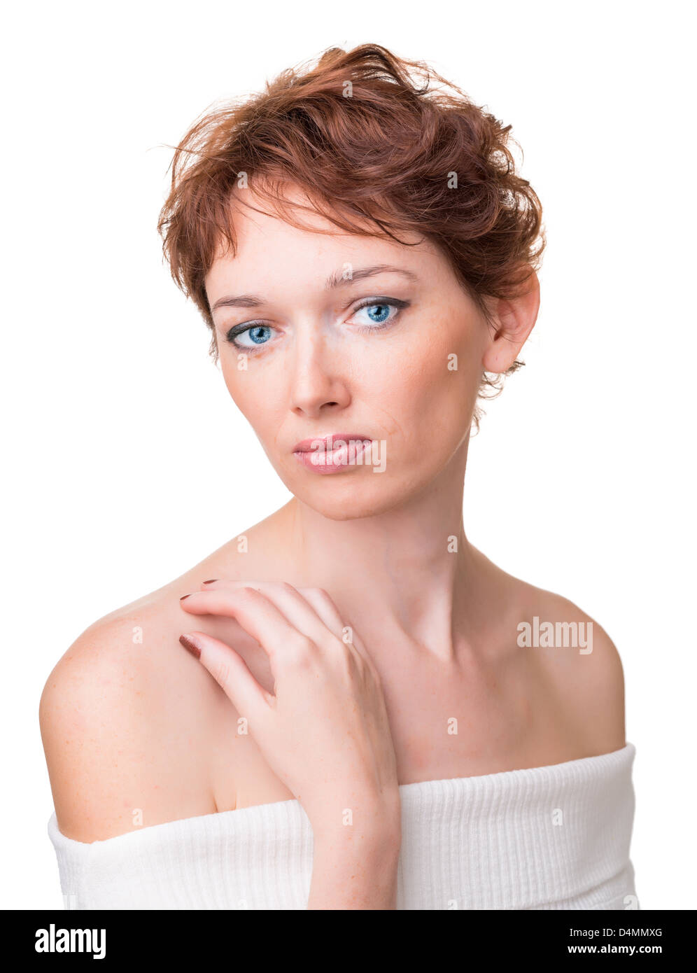 Portrait of an attractive young woman. Isolation on white Stock Photo ...