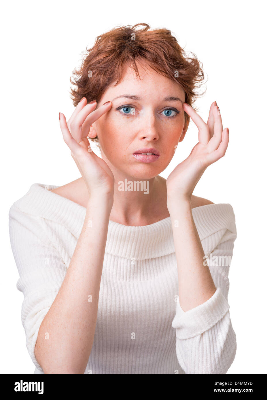 Portrait of an attractive young woman. Isolation on white Stock Photo ...