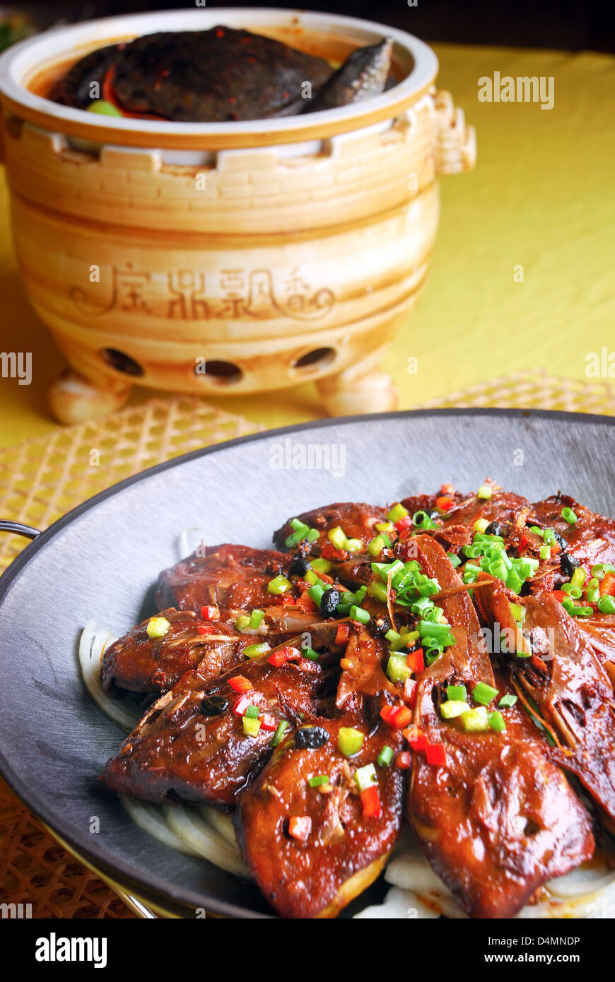 china delicious food-- soft-shelled turtle and goose head Stock Photo ...