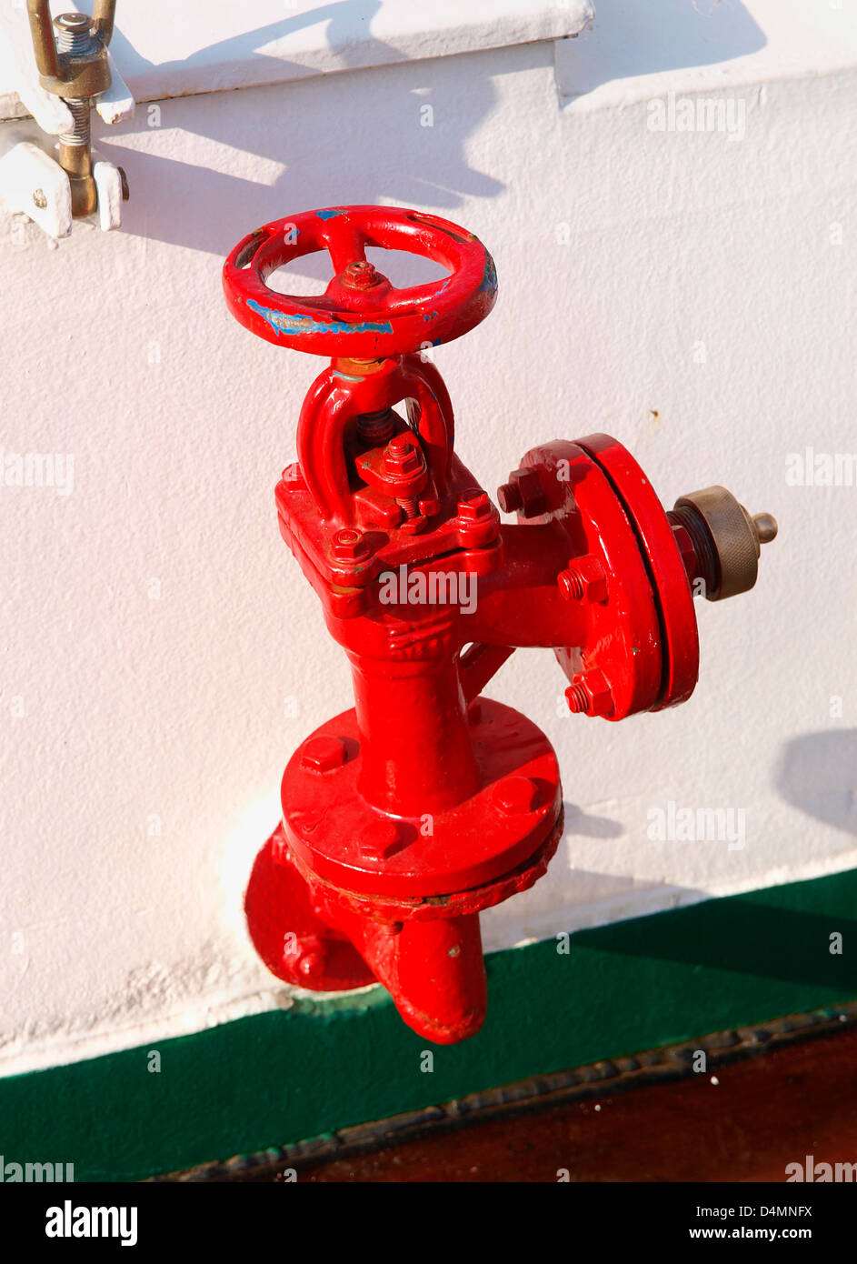 Fire hydrant detail. This fire hydrant is located in a ship Stock Photo ...
