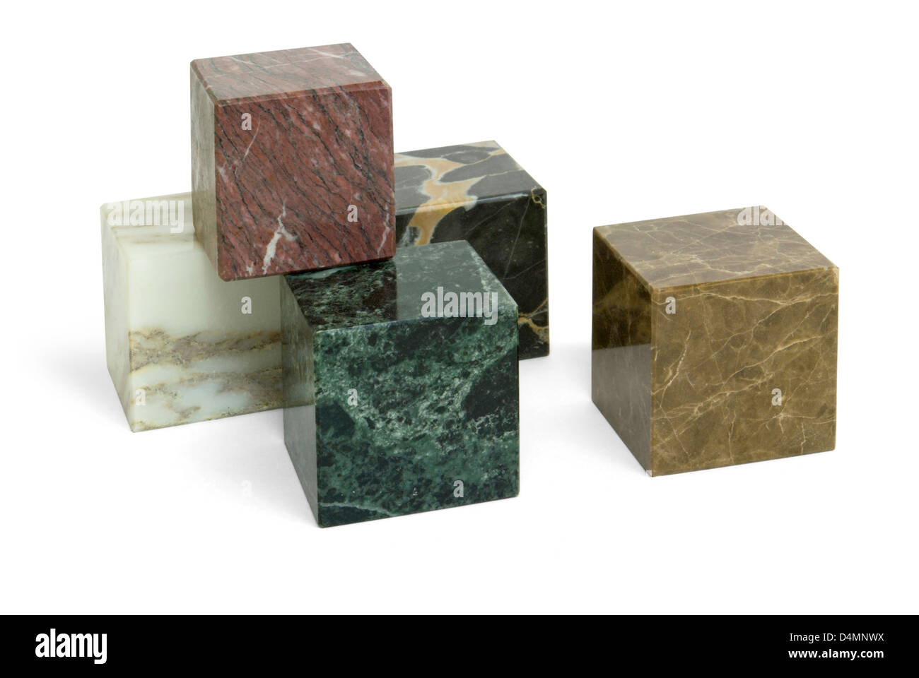 some marbled stone cubes in white back Stock Photo - Alamy