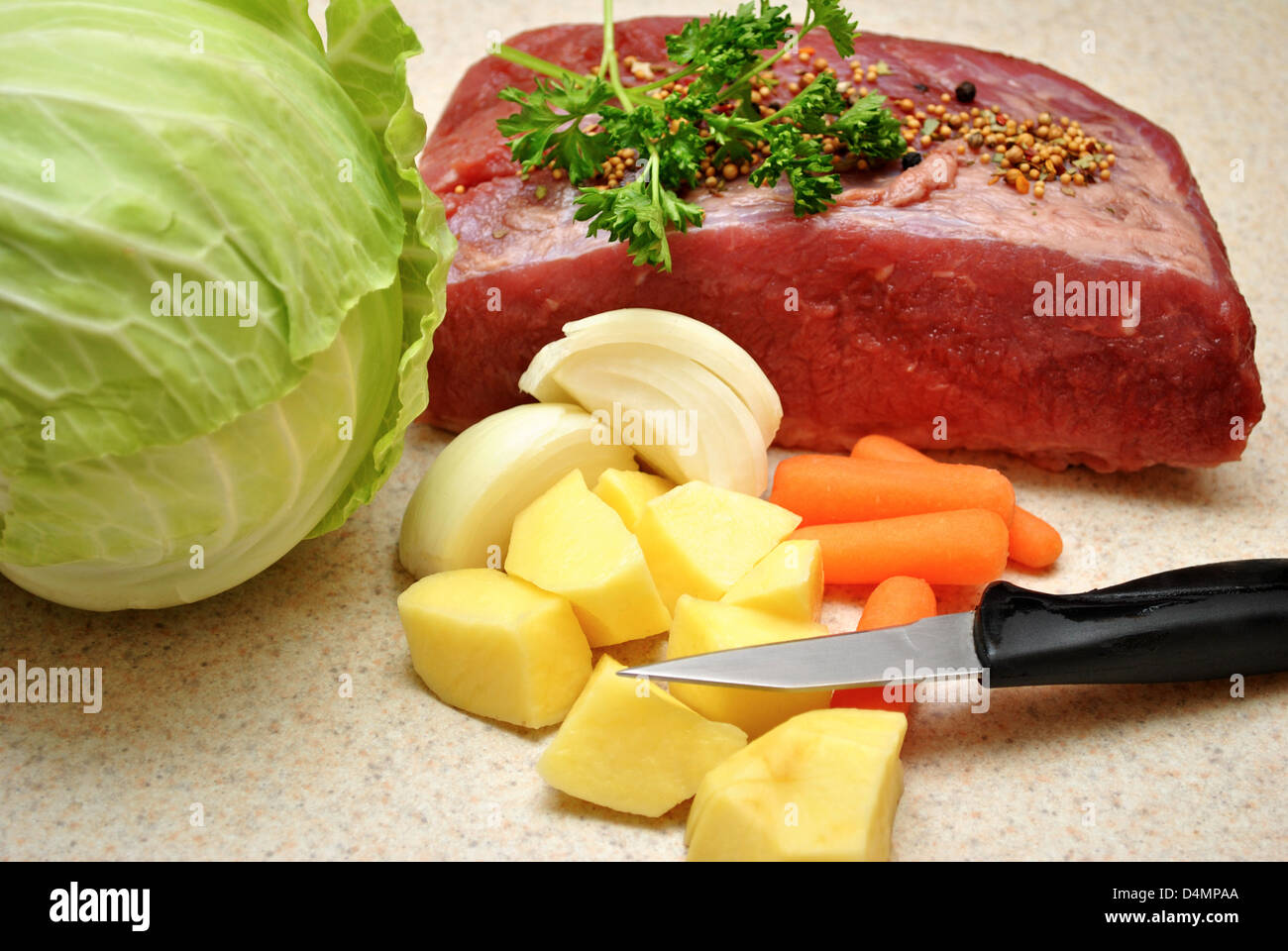 Delicious Meat and Veggies Stock Photo - Alamy