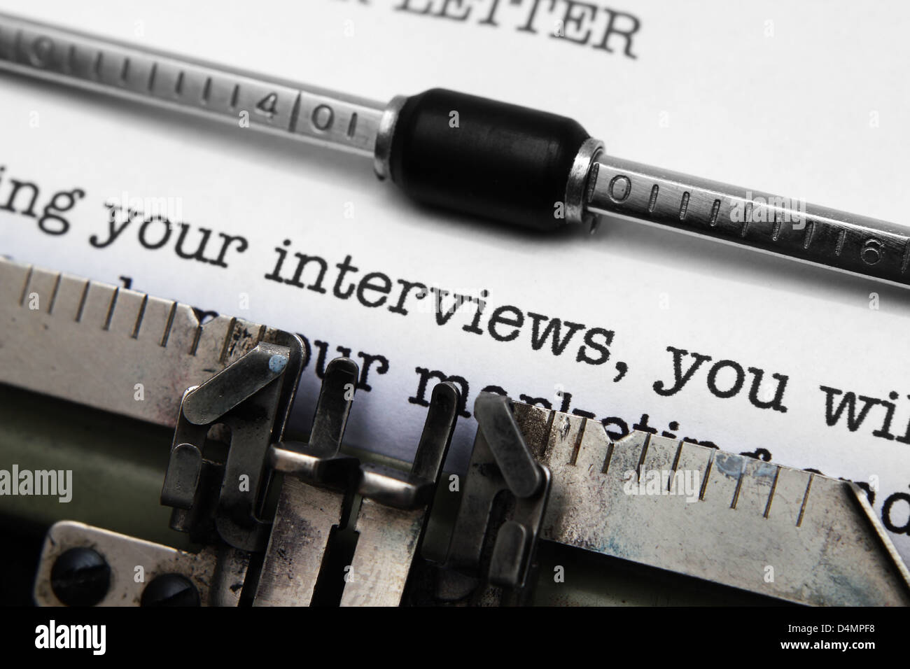 Typewriter and document Stock Photo - Alamy