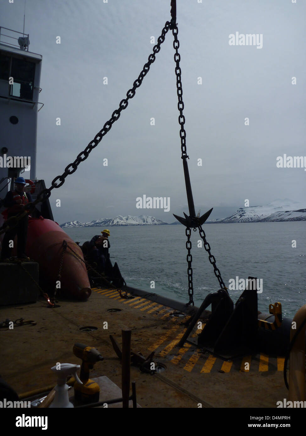 The Coast Guard Cutter SPAR retrieves a buoy in Bechevin Bay ...