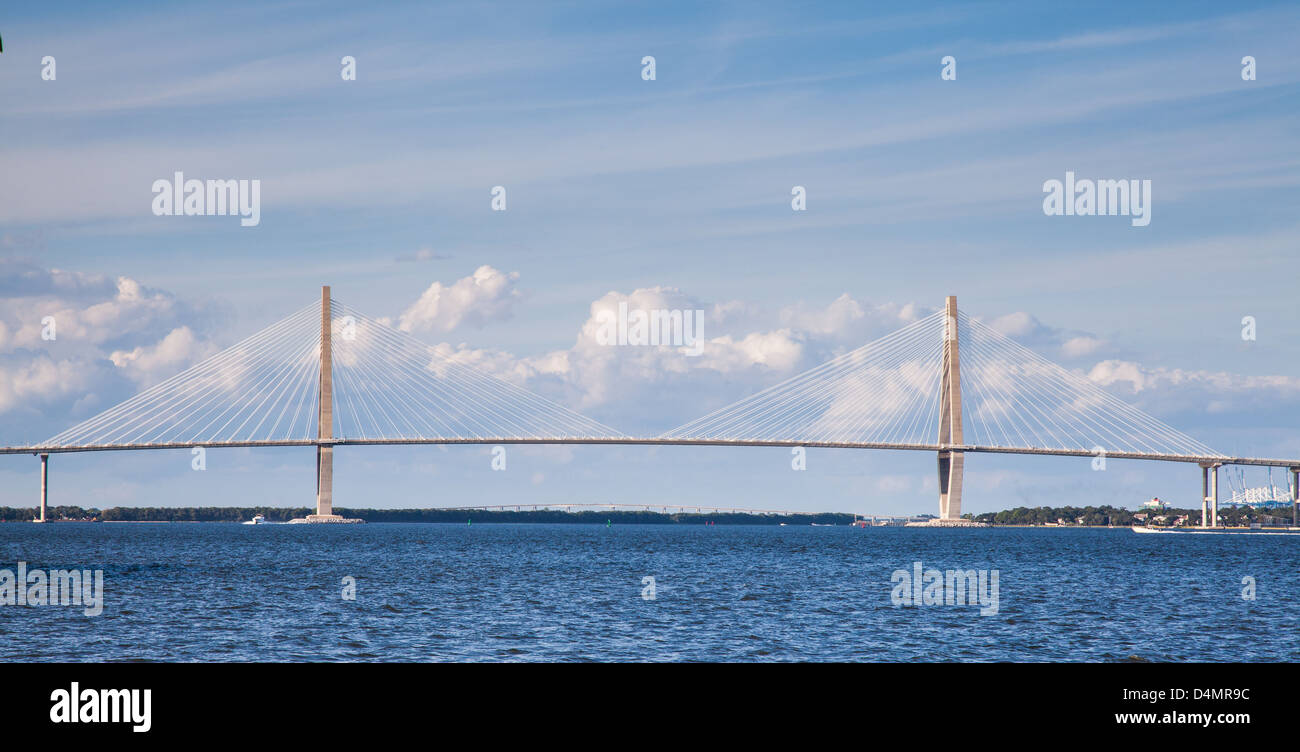 The Arthur Ravenal Bridge also known as the New Cooper River Bridge spans the Cooper River ...