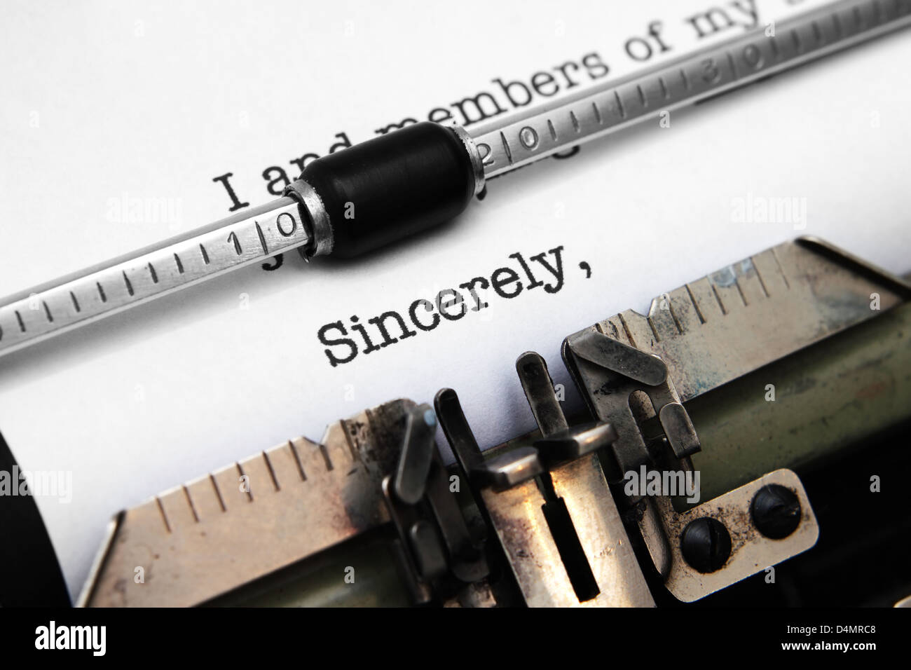 Typewriter and document Stock Photo - Alamy