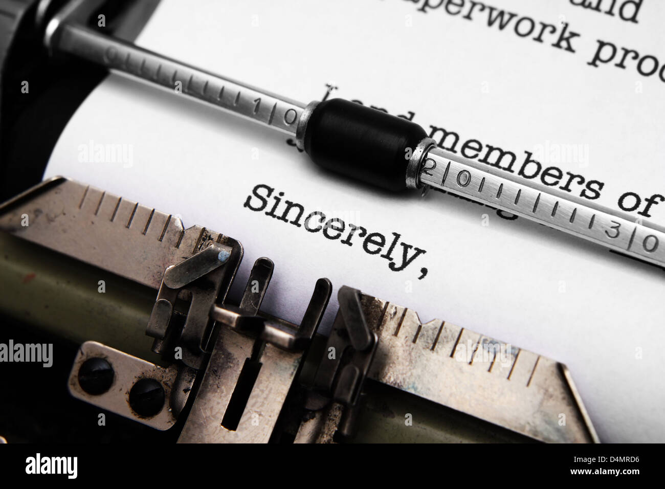 Typewriter and document Stock Photo - Alamy