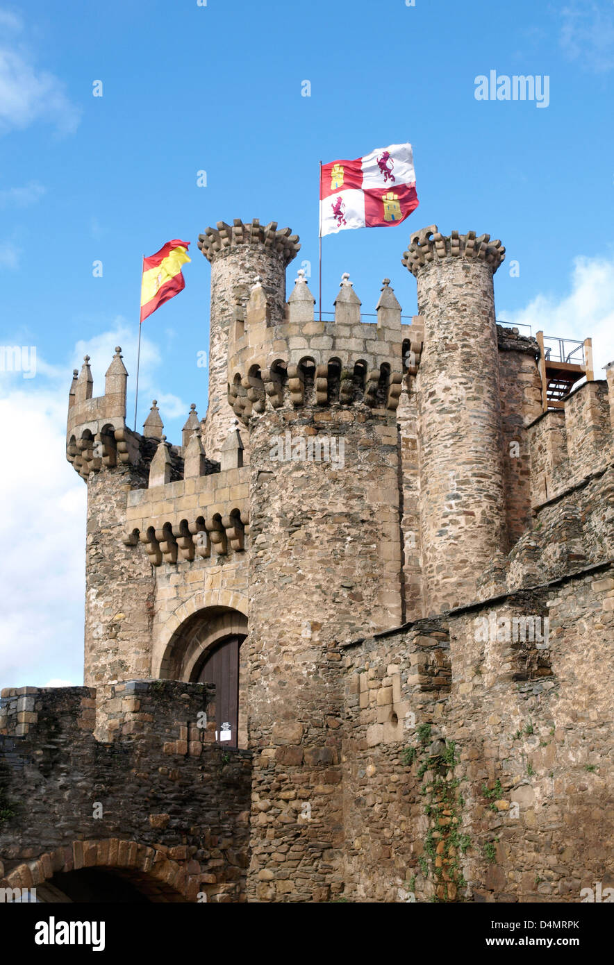 Castle with tower and flags. This beautiful castle is located in ...