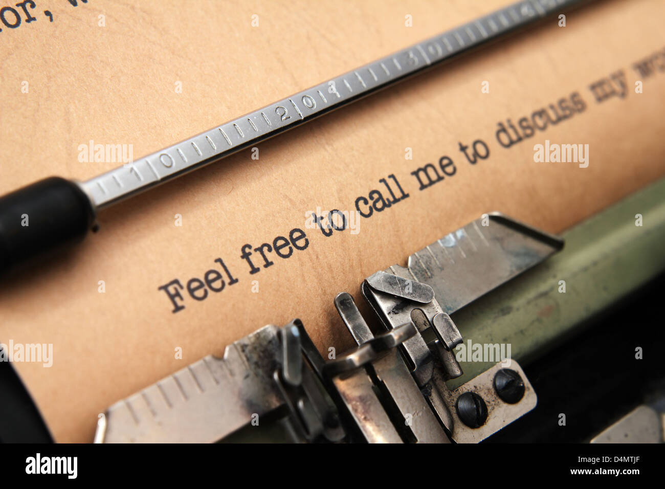 Typewriter and document Stock Photo - Alamy