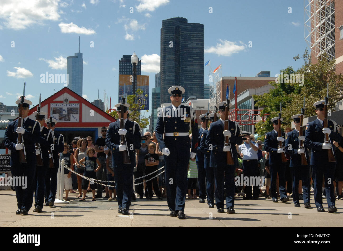 The U.S. Coast Guard Silent Drill Team performs at Navy Pier in Chicago ...
