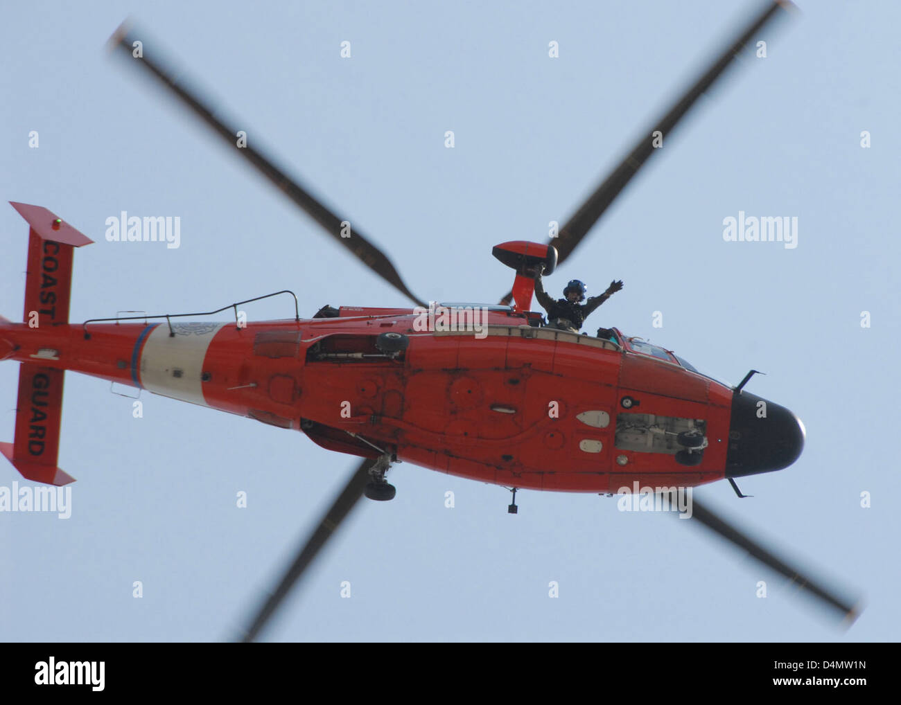 A U.S. Coast Guard helicopter conducted an overflight to monitor ...