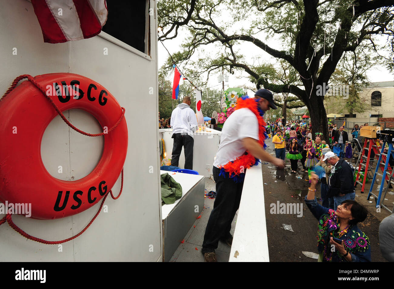 The Coast Guard participates in the King Rex parade in New Orleans ...