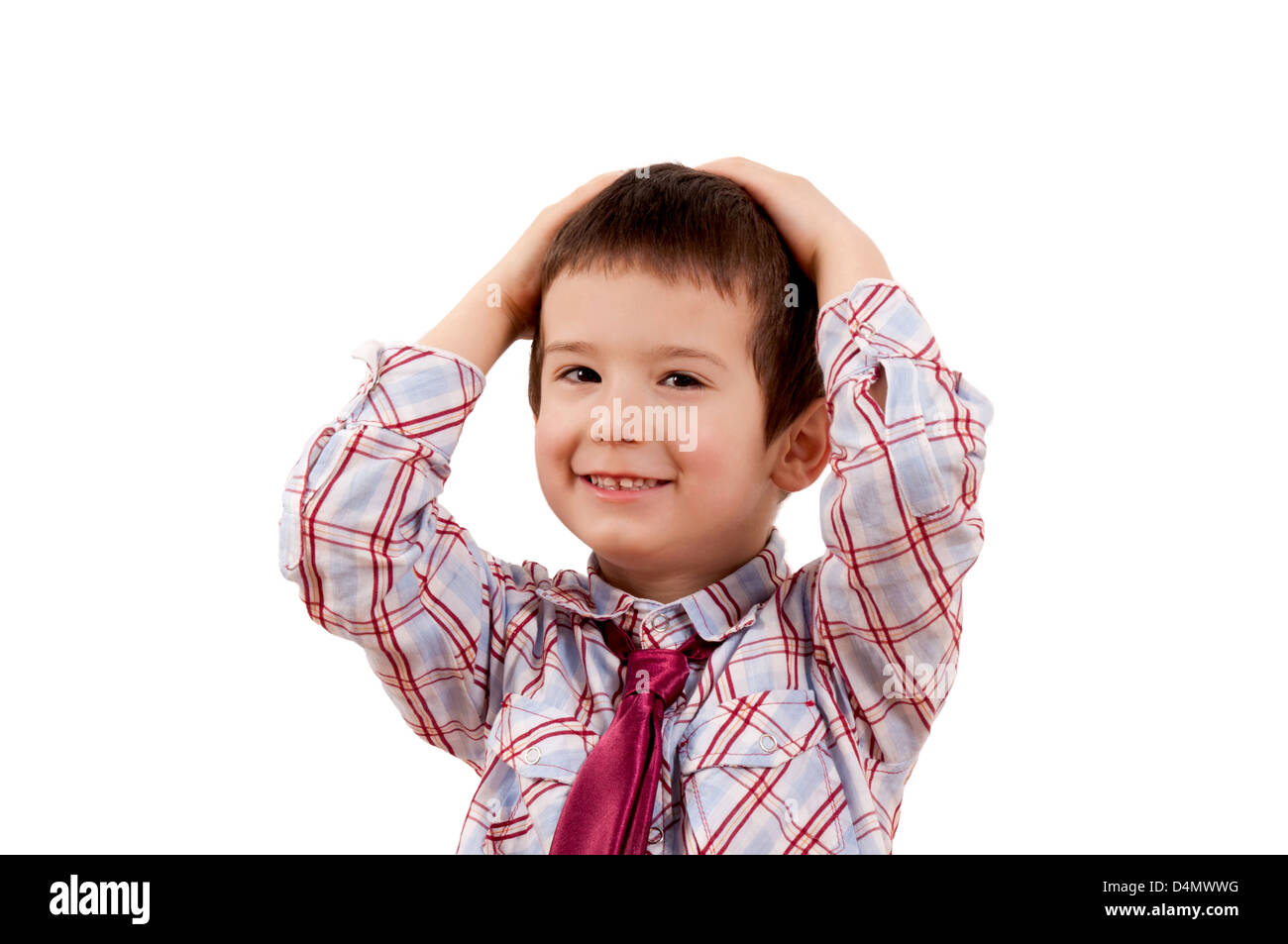 Smiling boy isolated on white Stock Photo - Alamy