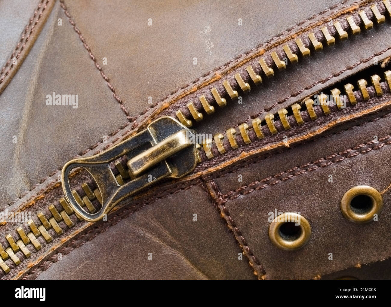 Detail of a zipper. The photo shows a macro detail of a metalic zipper ...