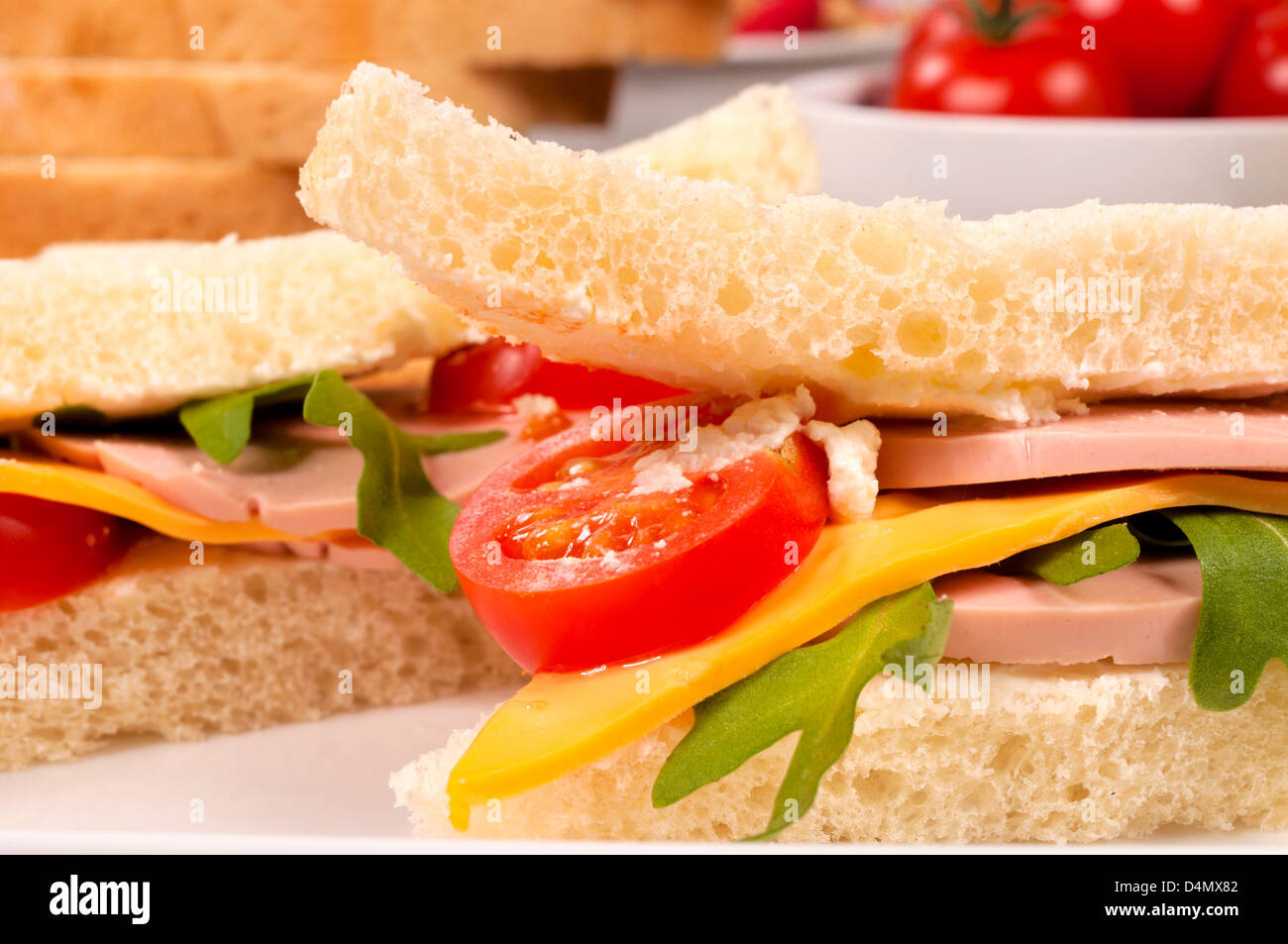 Selective focus on the front sandwich Stock Photo - Alamy
