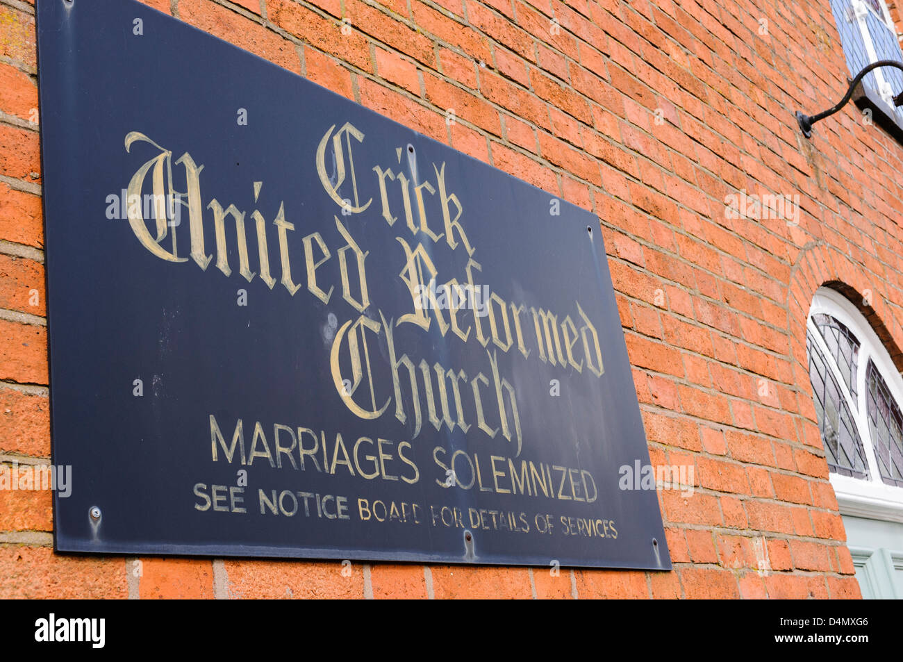 Sign outside The United Reformed Church in Crick, Northampton Stock ...