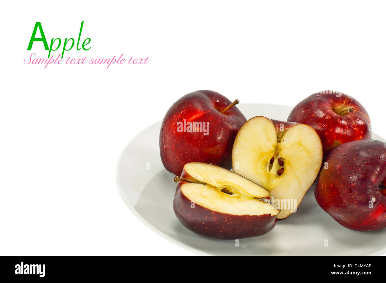 red apple slices isolated white background Stock Photo - Alamy