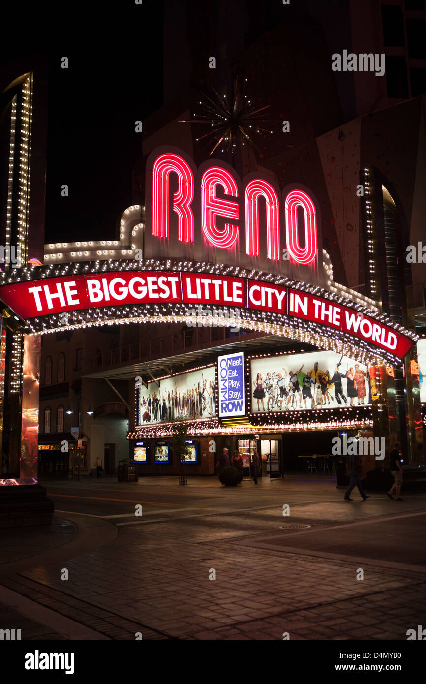 Commercial Sign Illuminated With Neon Lights, Reno, Nevada, USA Stock ...
