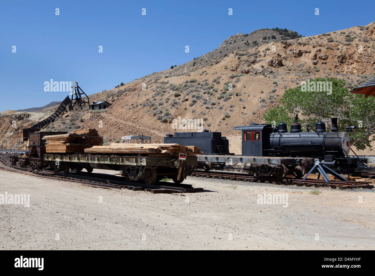 Steam train on a mine near Virginia City, Nevada, USA Stock Photo - Alamy