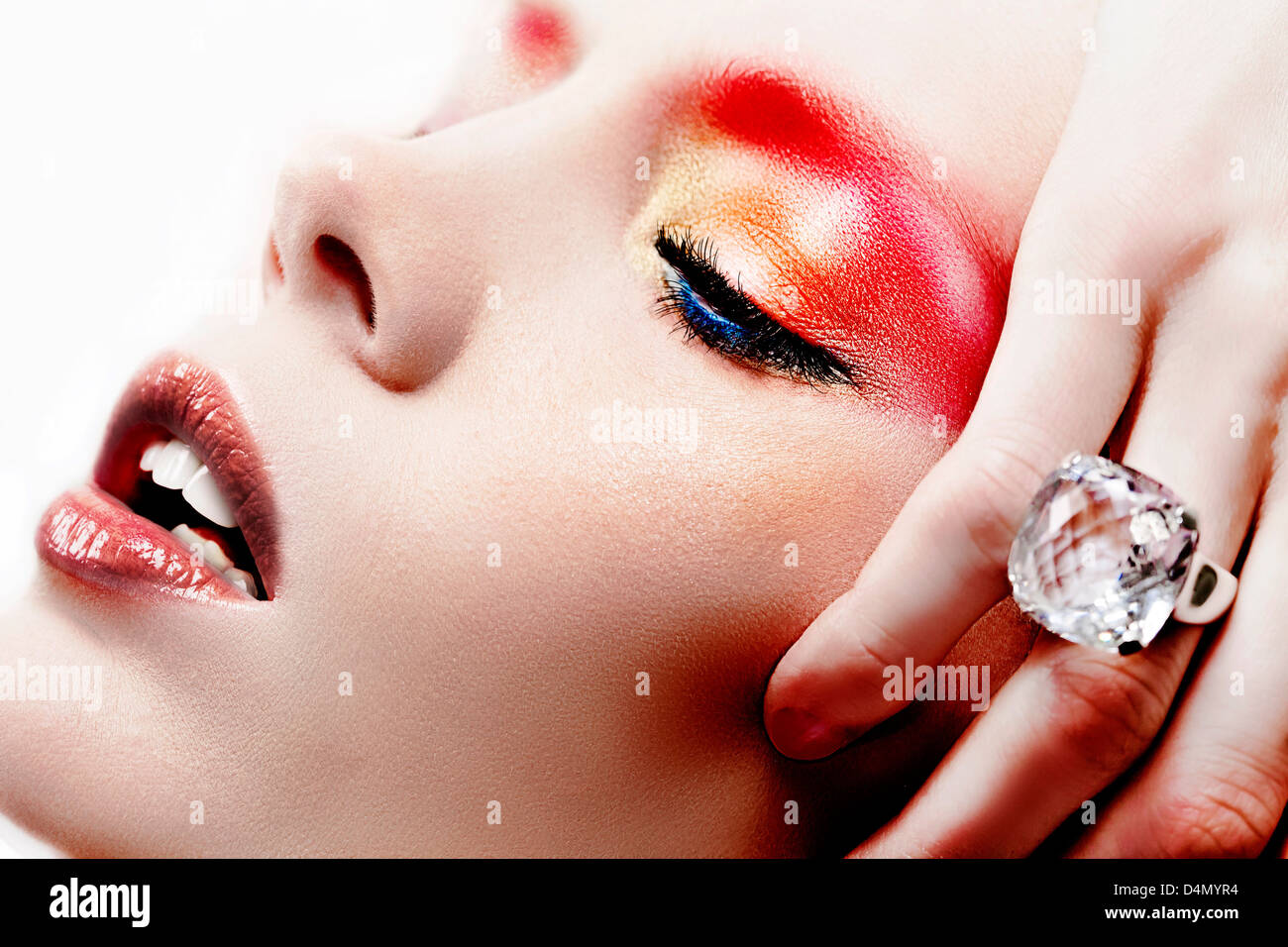 orange eye shadow Stock Photo - Alamy