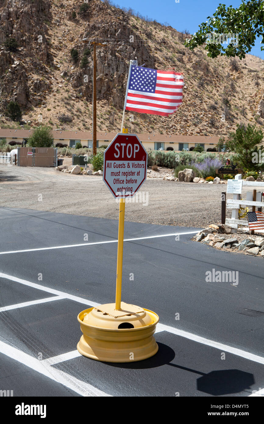 A stop sign and the American flag at Meadowcliff lodge & rv resort in ...