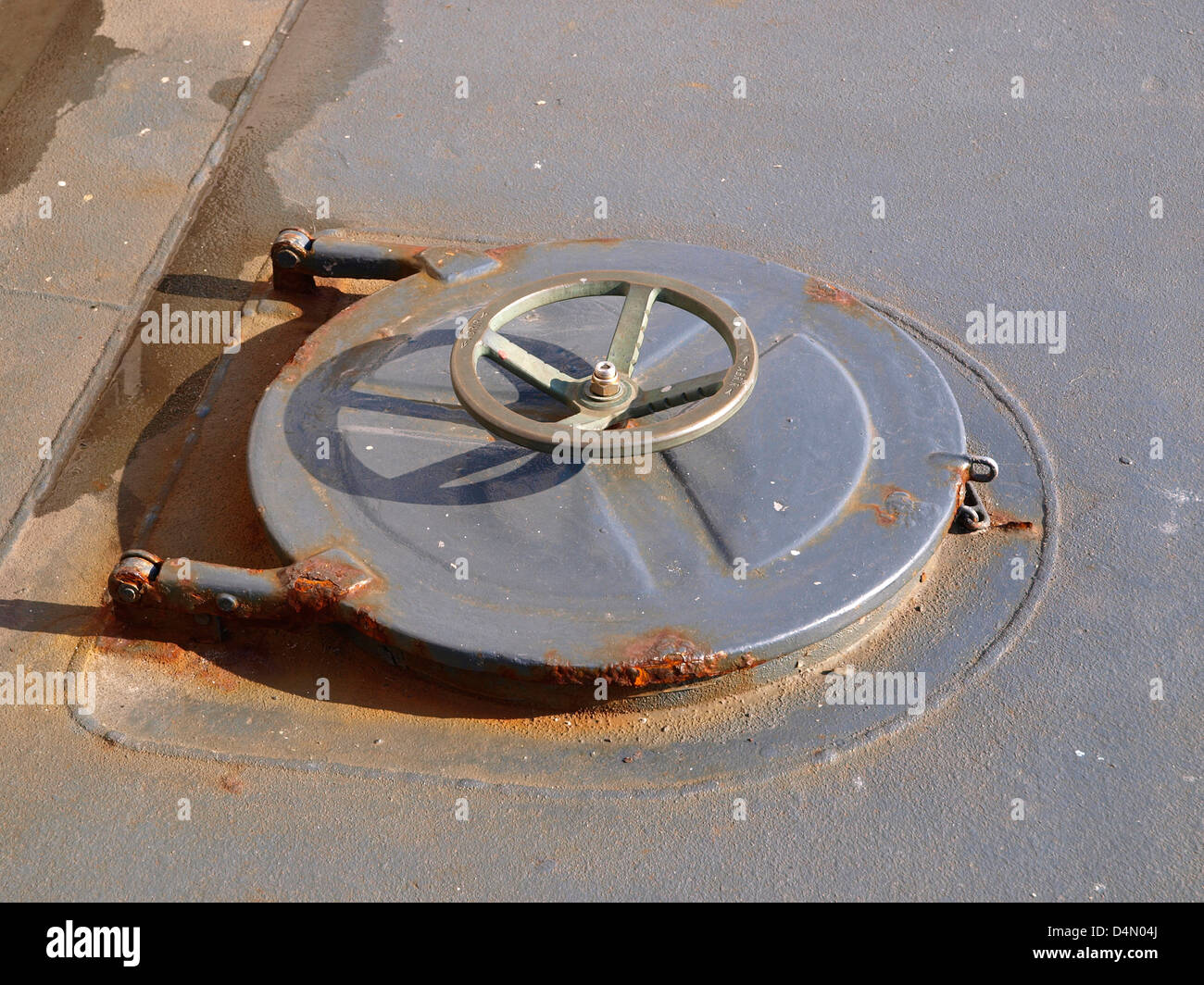 Metal hatch in the soil of a ship Stock Photo - Alamy