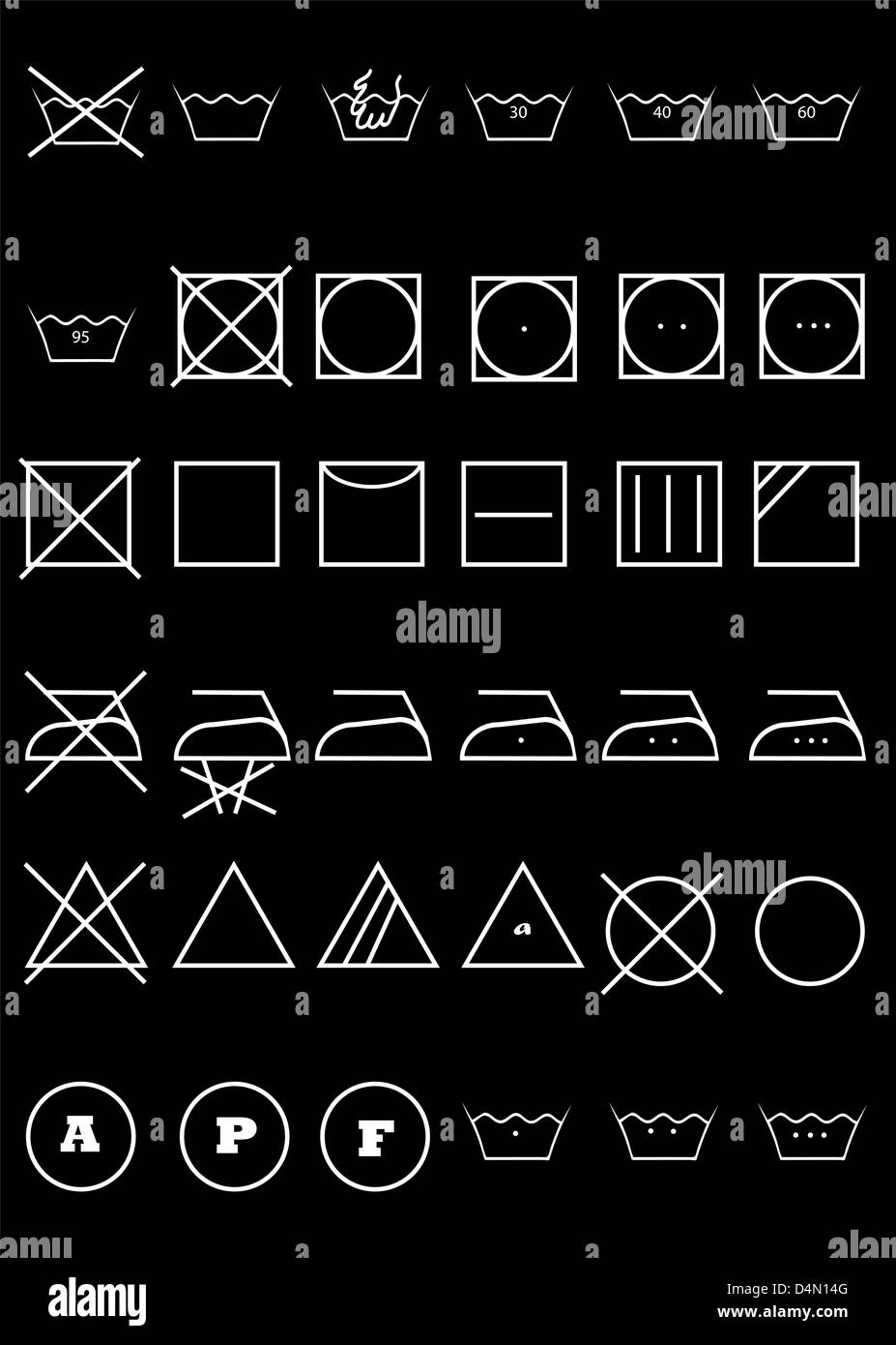 symbols for clothes isolated on black background Stock Photo - Alamy