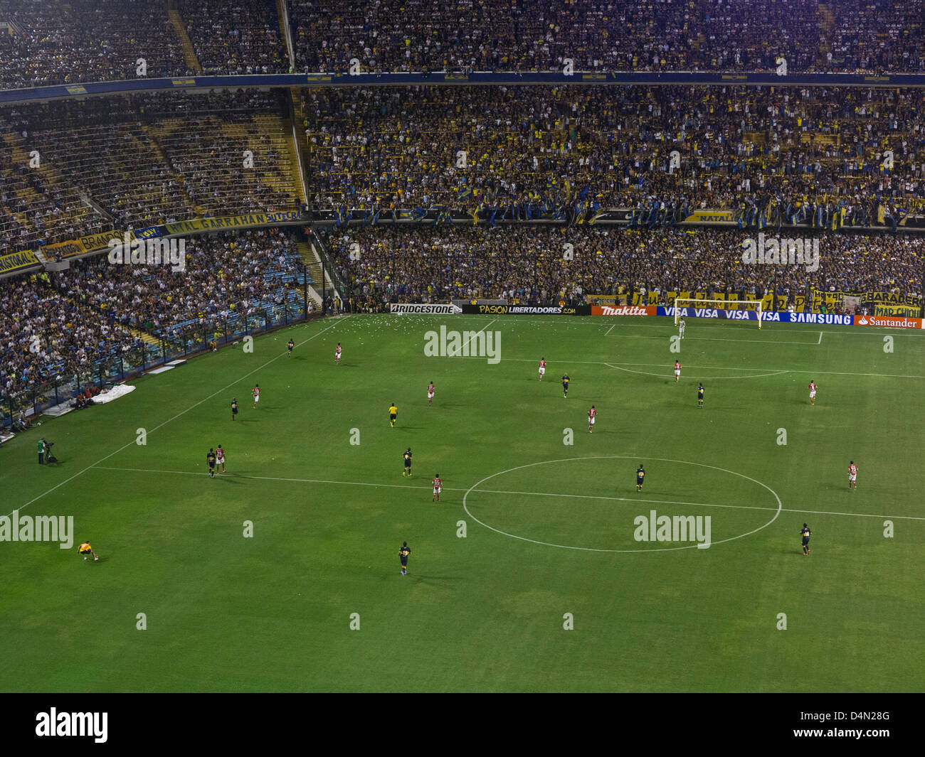 Boca Juniors play a football match at the famous La Bombonera stadium ...