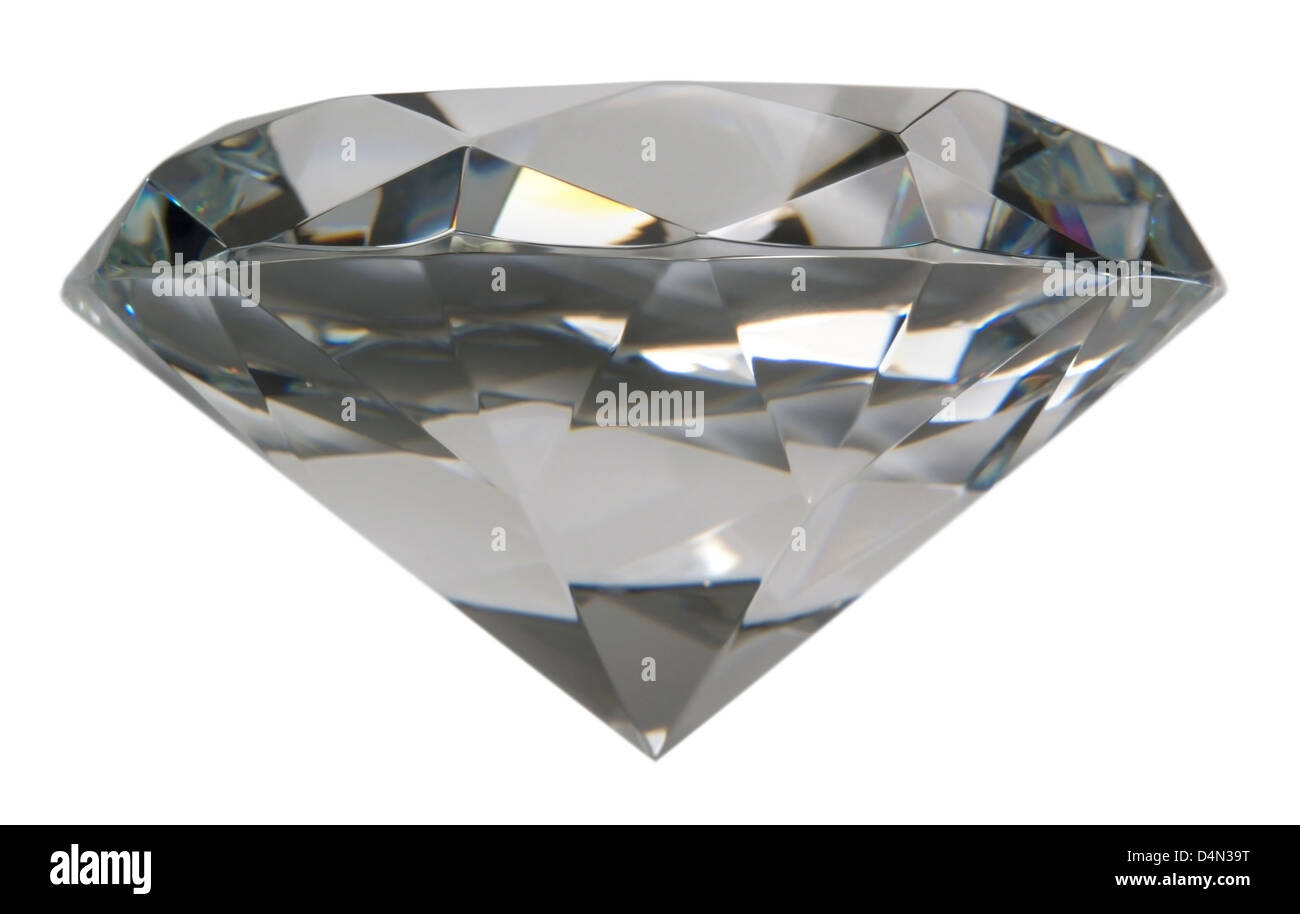 studio photography of a clear glass diamond isolated on white Stock ...
