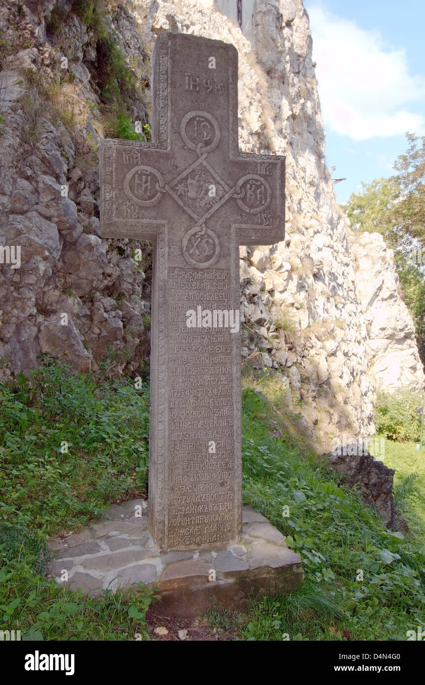Stone cross placed in front of the Bran Castle (Castelul Bran) - Count ...
