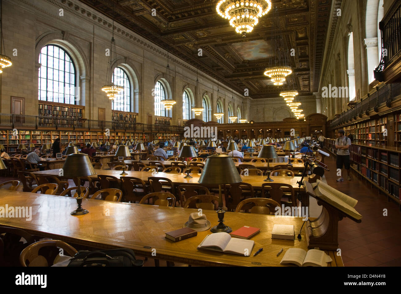 The public reading room inside the New York Public Library Stock Photo ...