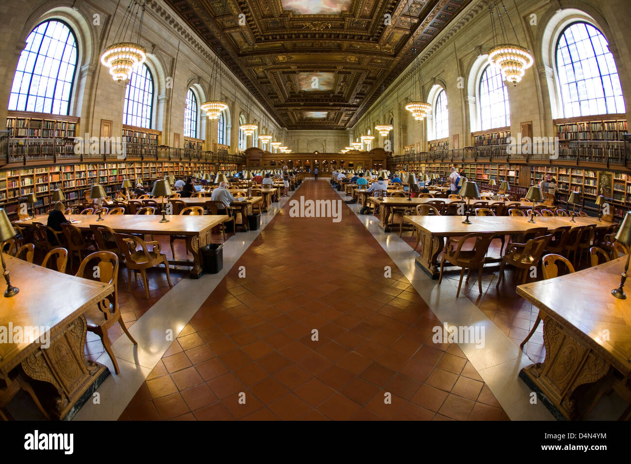 The public reading room inside the New York Public Library Stock Photo ...