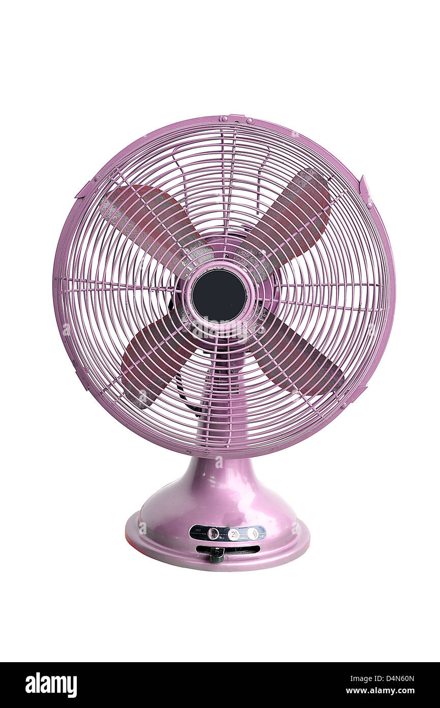 vintage pink electric fan on white background Stock Photo - Alamy
