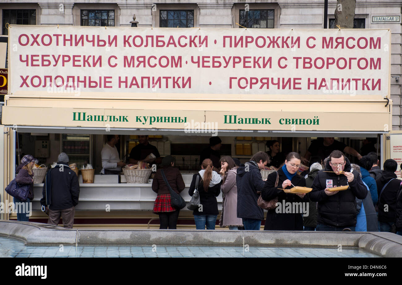 Traditonal Russian fast food is sold at Maslenitsa, Russian Spring ...