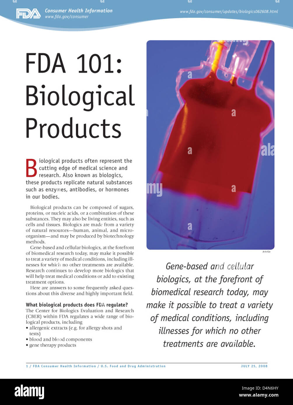 FDA 101: Regulating Biological Products Stock Photo - Alamy