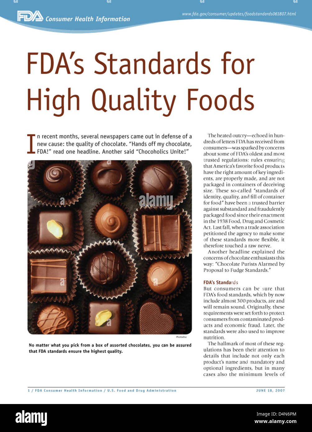 The FDA establishes food standards to ensure high-quality products ...